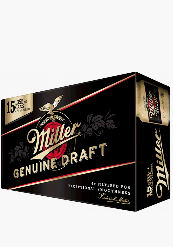 Miller Genuine Draft Cans - 15x355ML – Willow Park Wines & Spirits ...